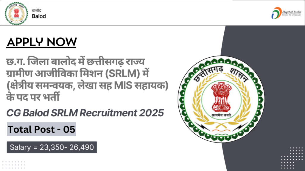 CG Balod SRLM Recruitment 2025 | छ.ग. जिला बालोद में छत्तीसगढ़ राज्य ...